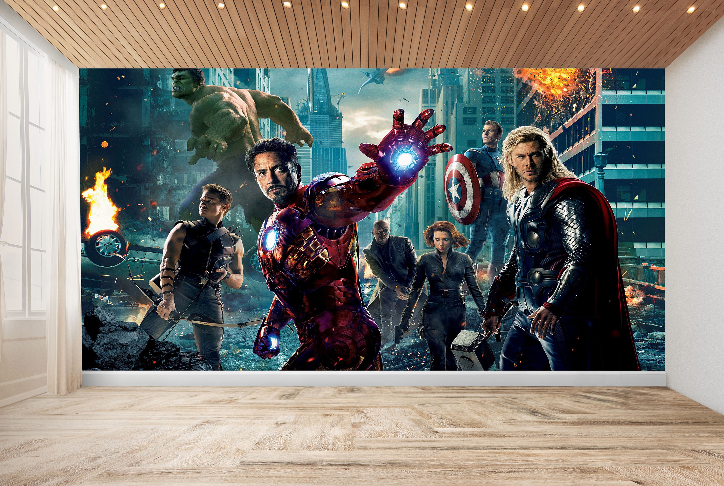 The Avengers Wall Mural | Superhero Wallpaper | Peel & Stick Wallpaper ...