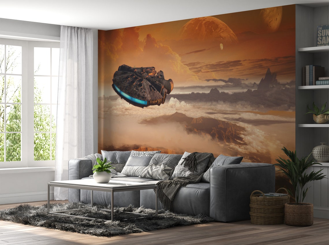 Star Wars Millennium Falcon Wall Mural Peel & Stick - Etsy