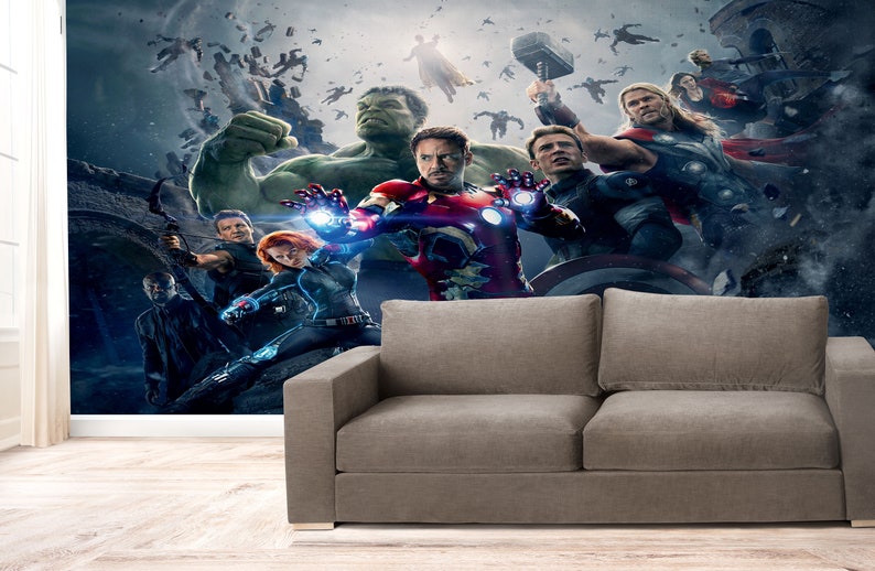 The Avengers Wall Mural | Superhero Wallpaper | Peel & Stick Wallpaper ...