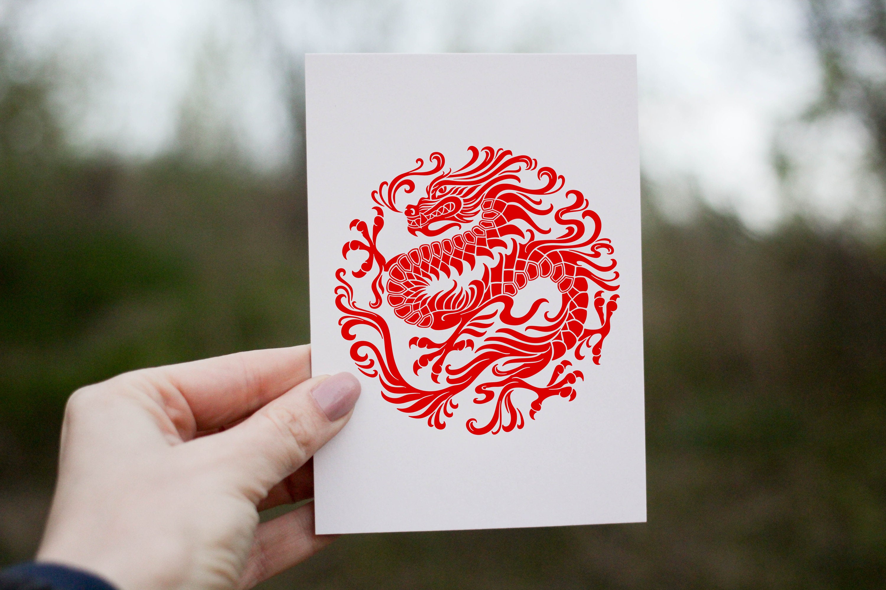 Chinese Dragon Round Silhouette SVG PNG Eps Dxf, Chinese Zodiac 2024, T ...