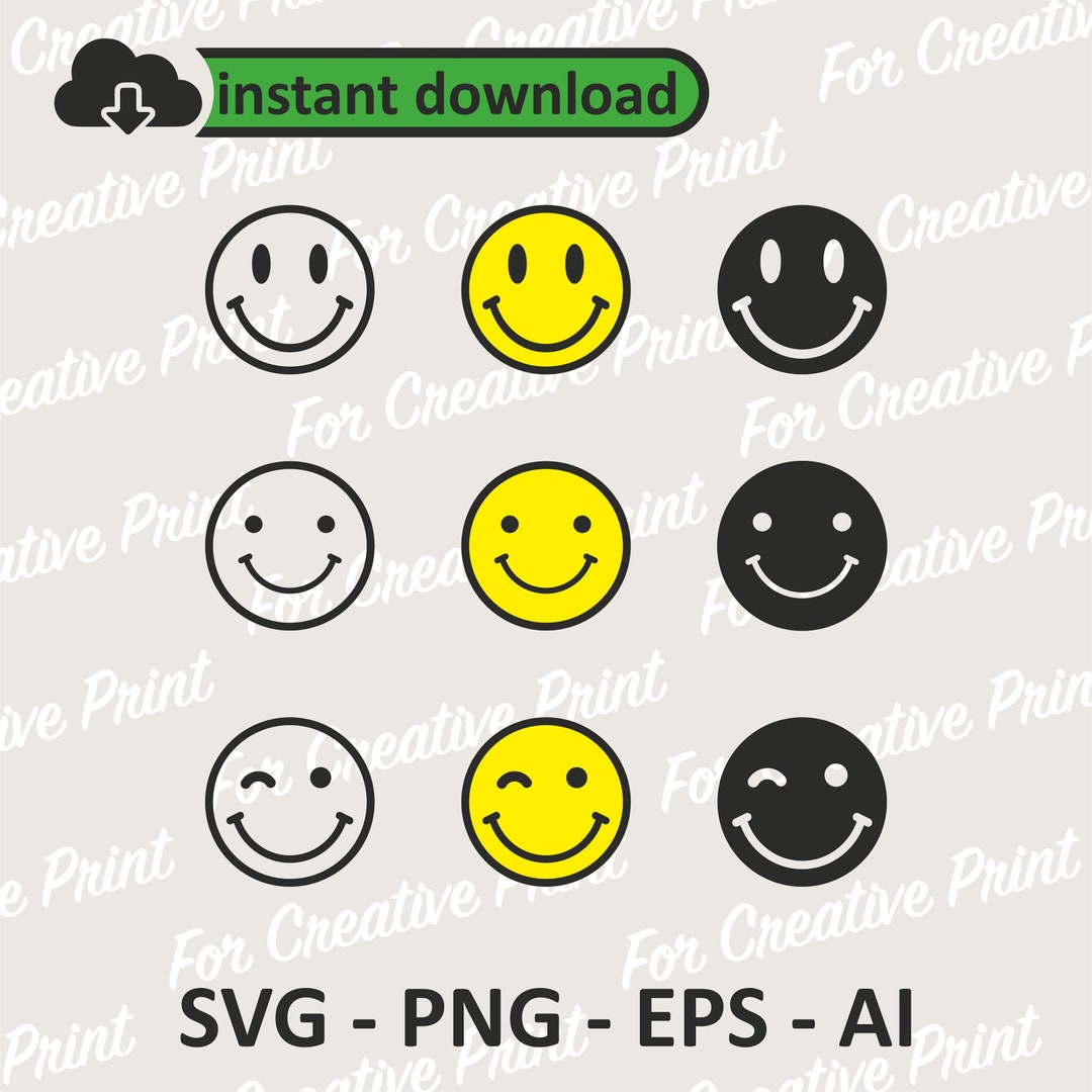 Digital Download Vector Smiley SVG Smiley Face Cricut Cut - Etsy Canada