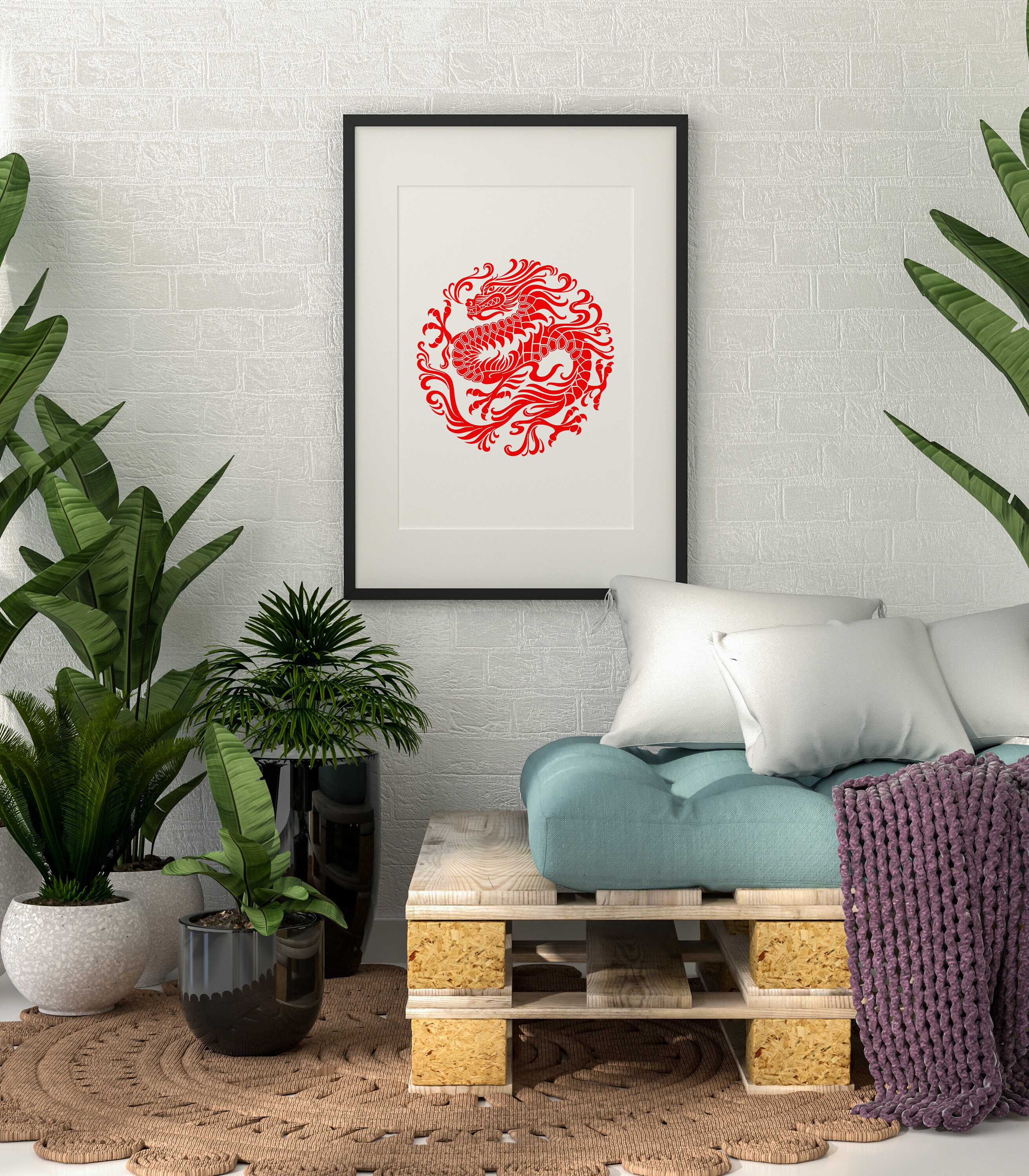 Chinese Dragon Round Silhouette SVG PNG Eps Dxf, Chinese Zodiac 2024, T ...