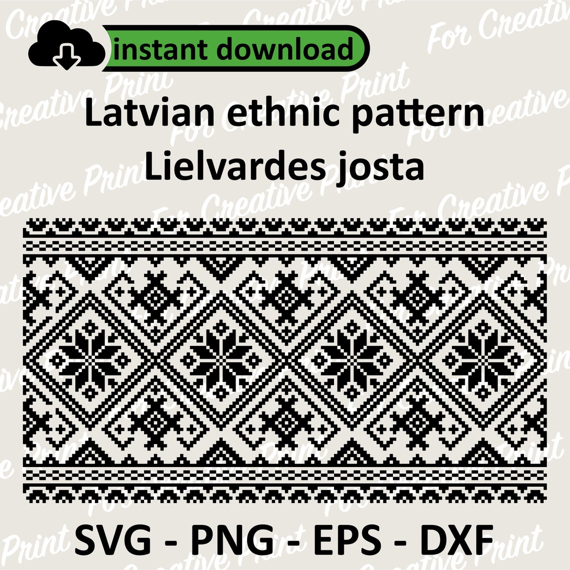 Lielvardes Josta Latvian Ethnic Pattern, Cricut SVG Png Eps Digital ...