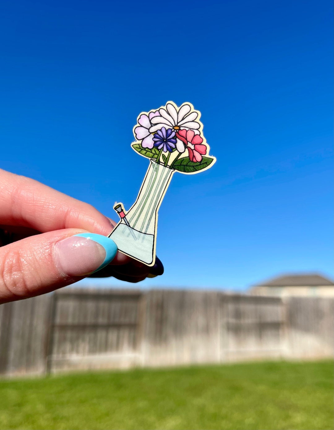 Flower Vase Bong Mini Sticker | Matte Laminated Waterproof Sticker - Etsy