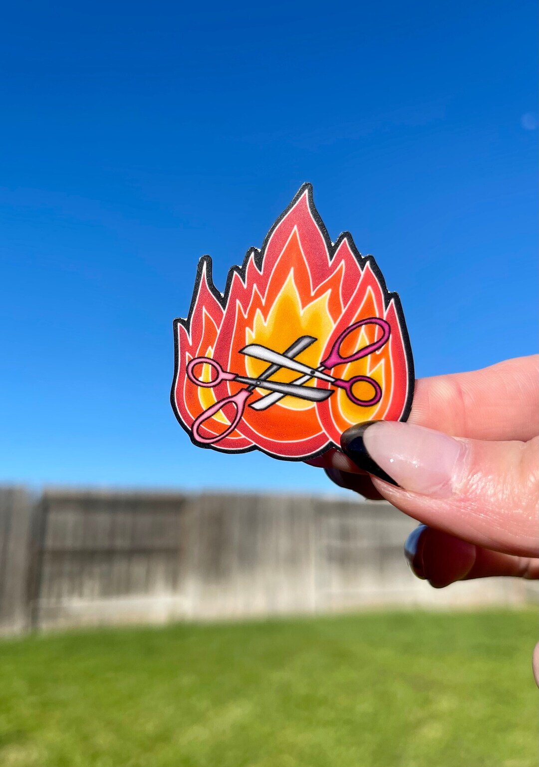 Flaming Scissors Scissoring WLW / Sapphic Sticker/magnet - Etsy