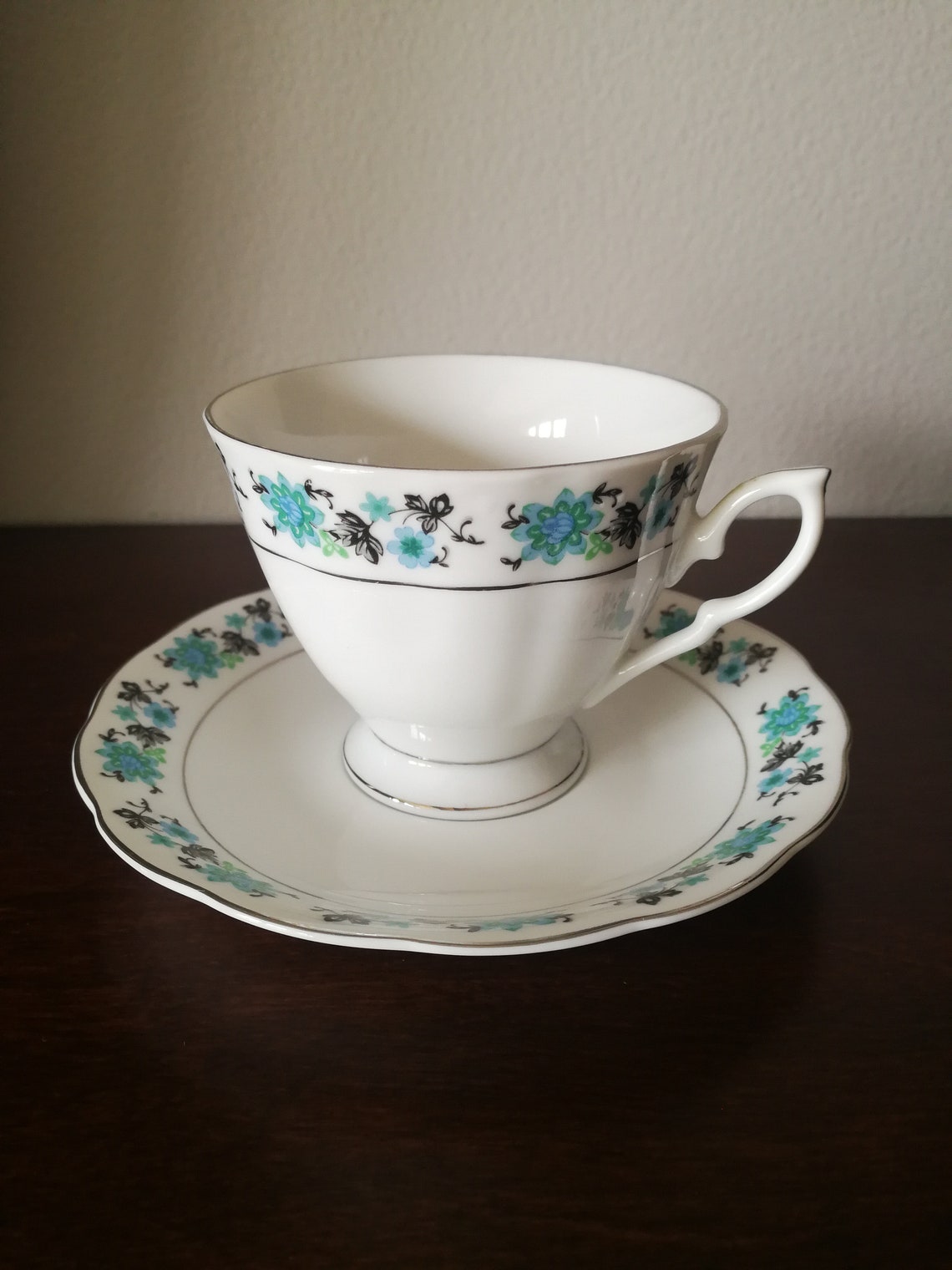 Vintage Chinese Liling Bone China Teacup and Saucer Set (2) With Flora ...