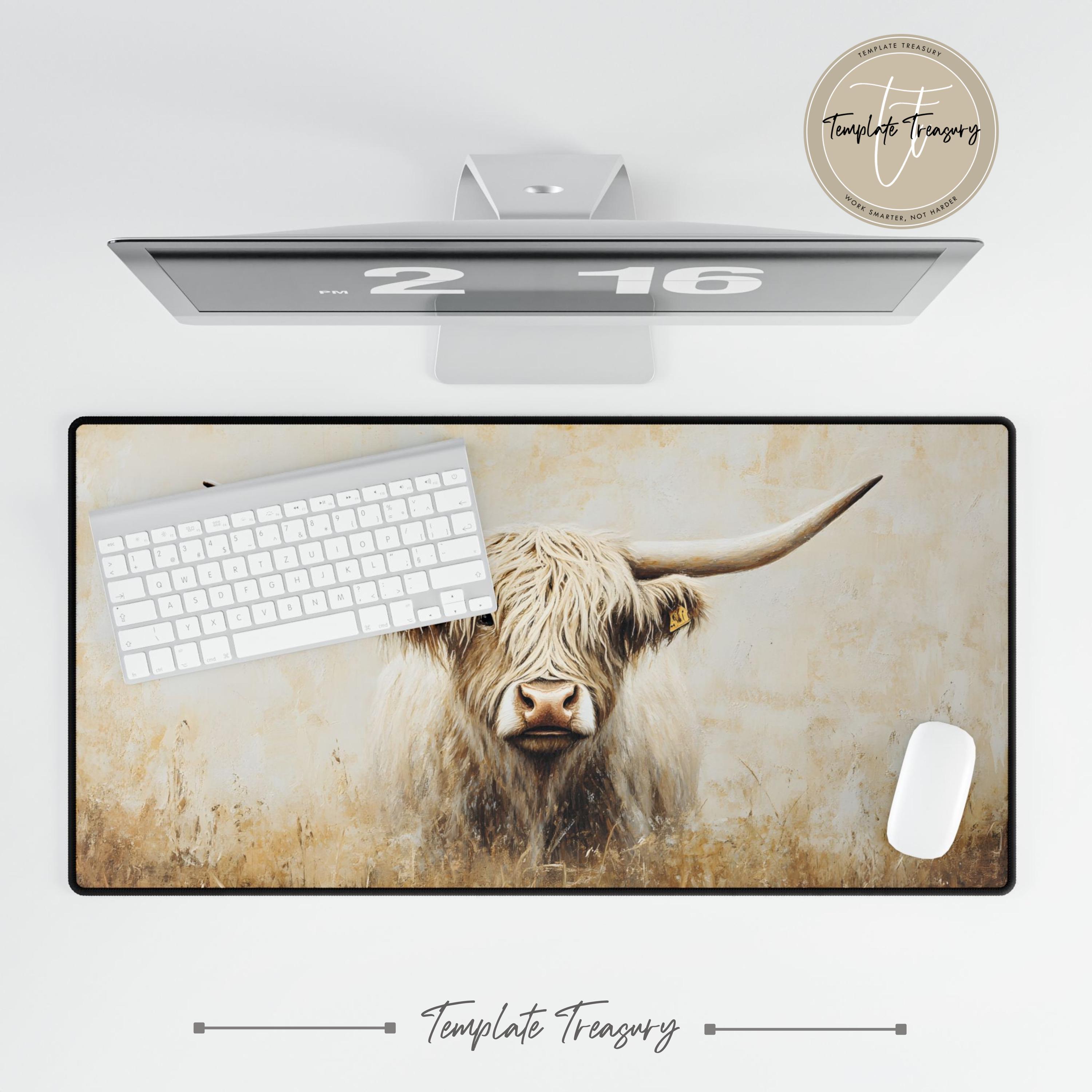 Elegant Highland Cow Desk Mat Mousepad: Large Cute, Durable Mouse Pad ...
