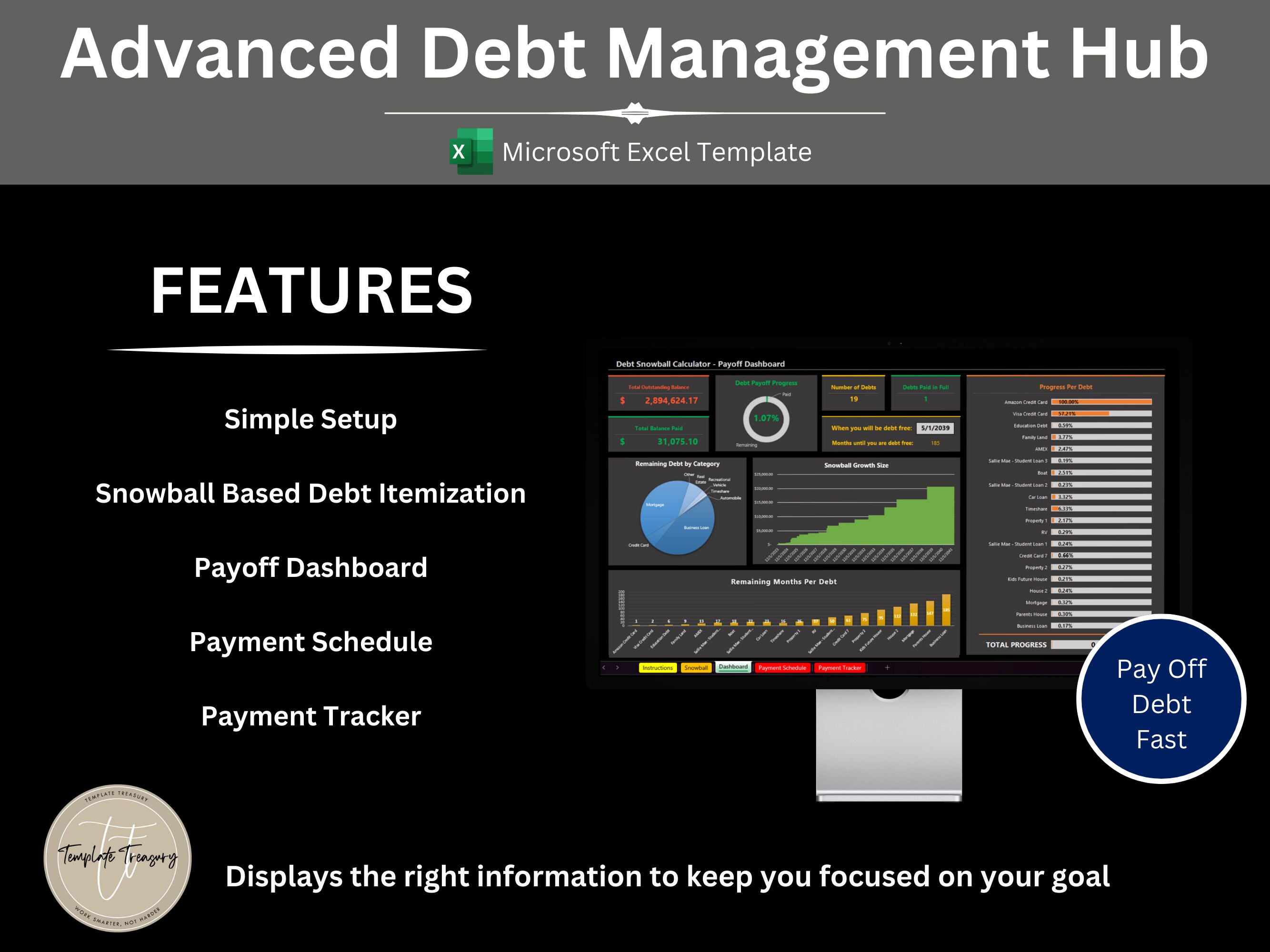 Advanced Debt Management Hub - Black Theme: Dark Mode Debt Snowball ...