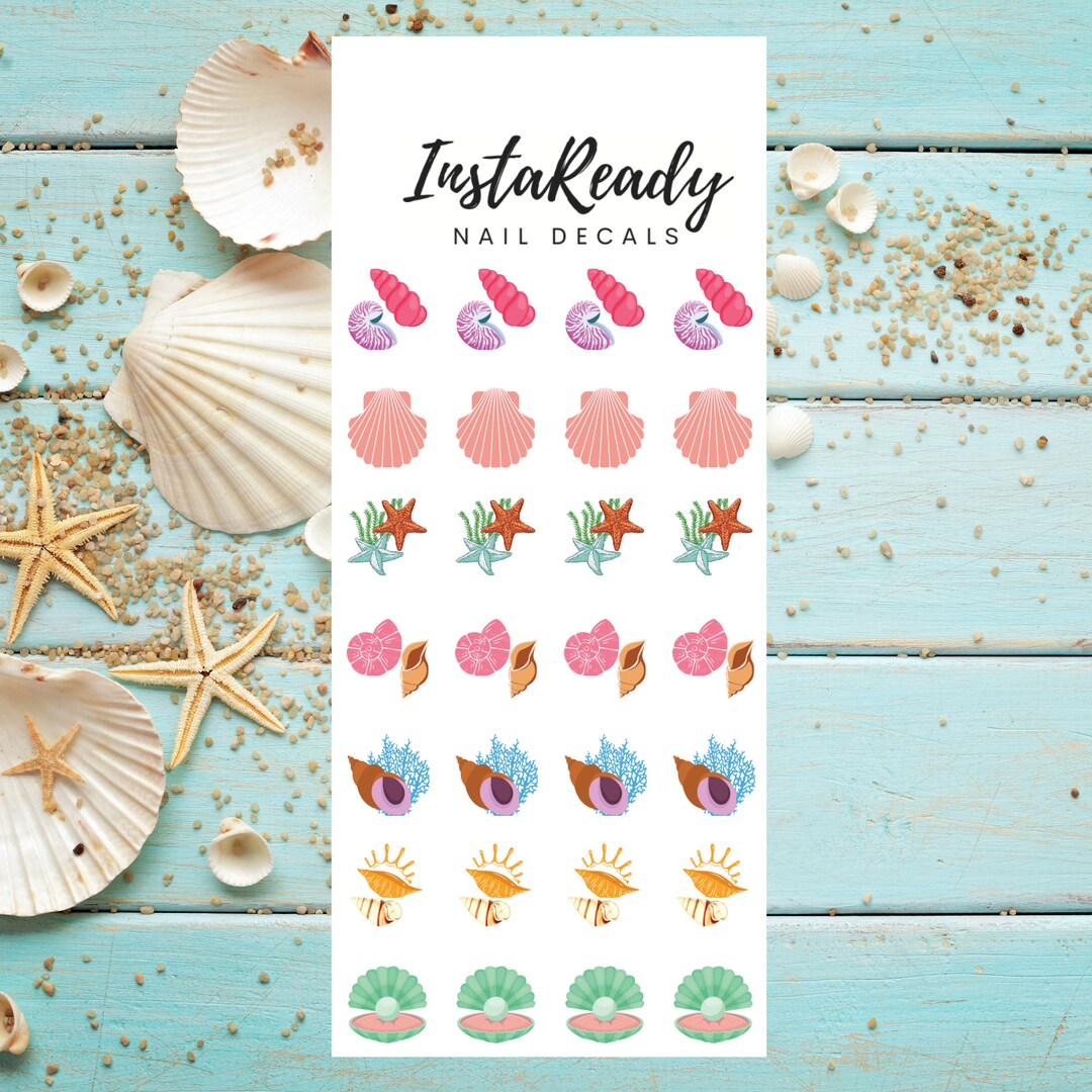 Nail Decals Seashells Nail Art Nail Water Decals Nail - Etsy