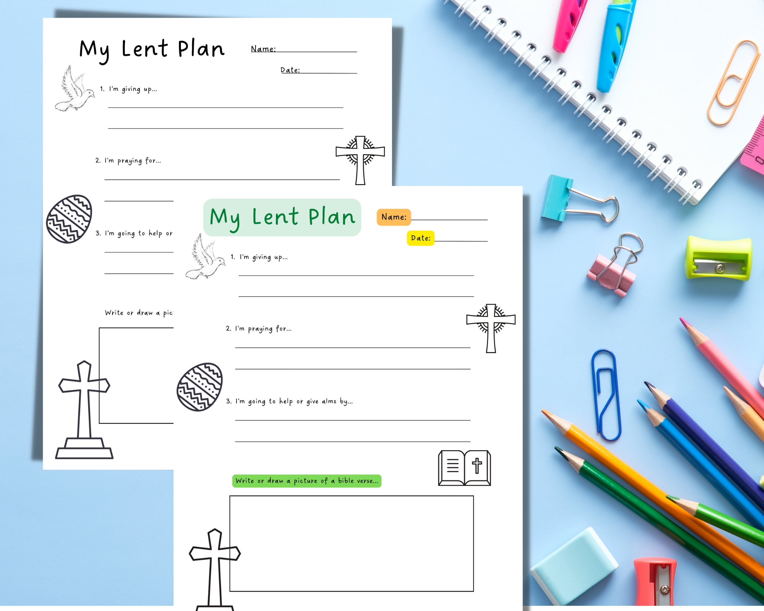 Kids My Lenten Planner Printable Lent Coloring Sheet | Etsy