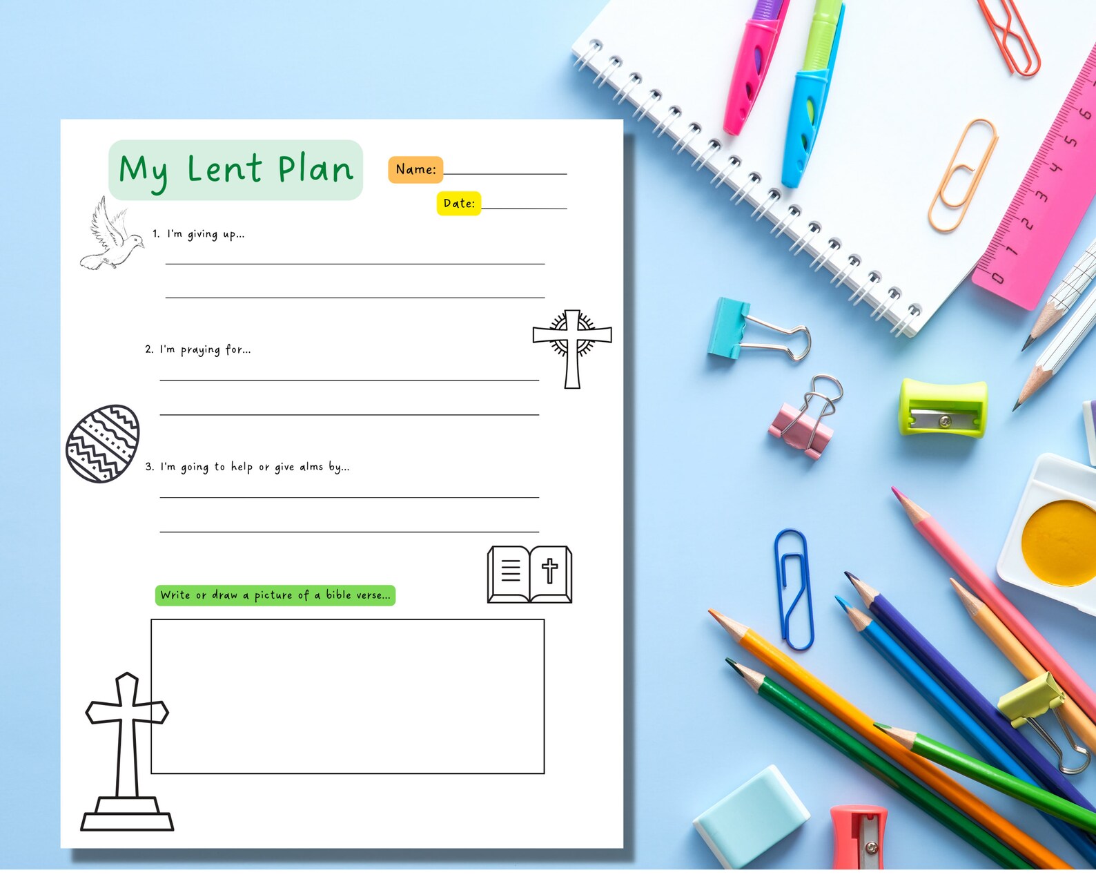 Kids My Lenten Planner Printable Lent Coloring Sheet - Etsy