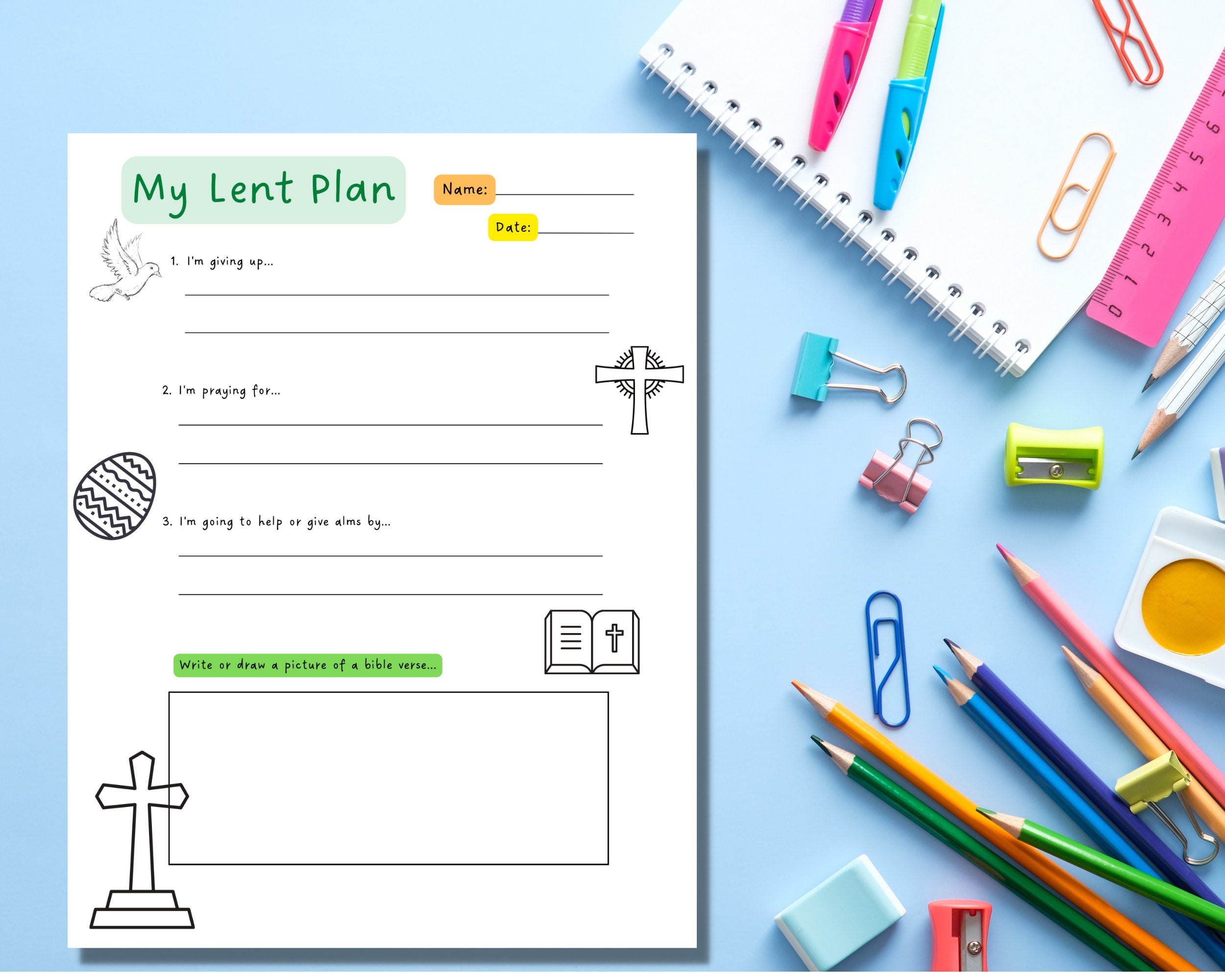 Kids My Lenten Planner Printable Lent Coloring Sheet | Etsy