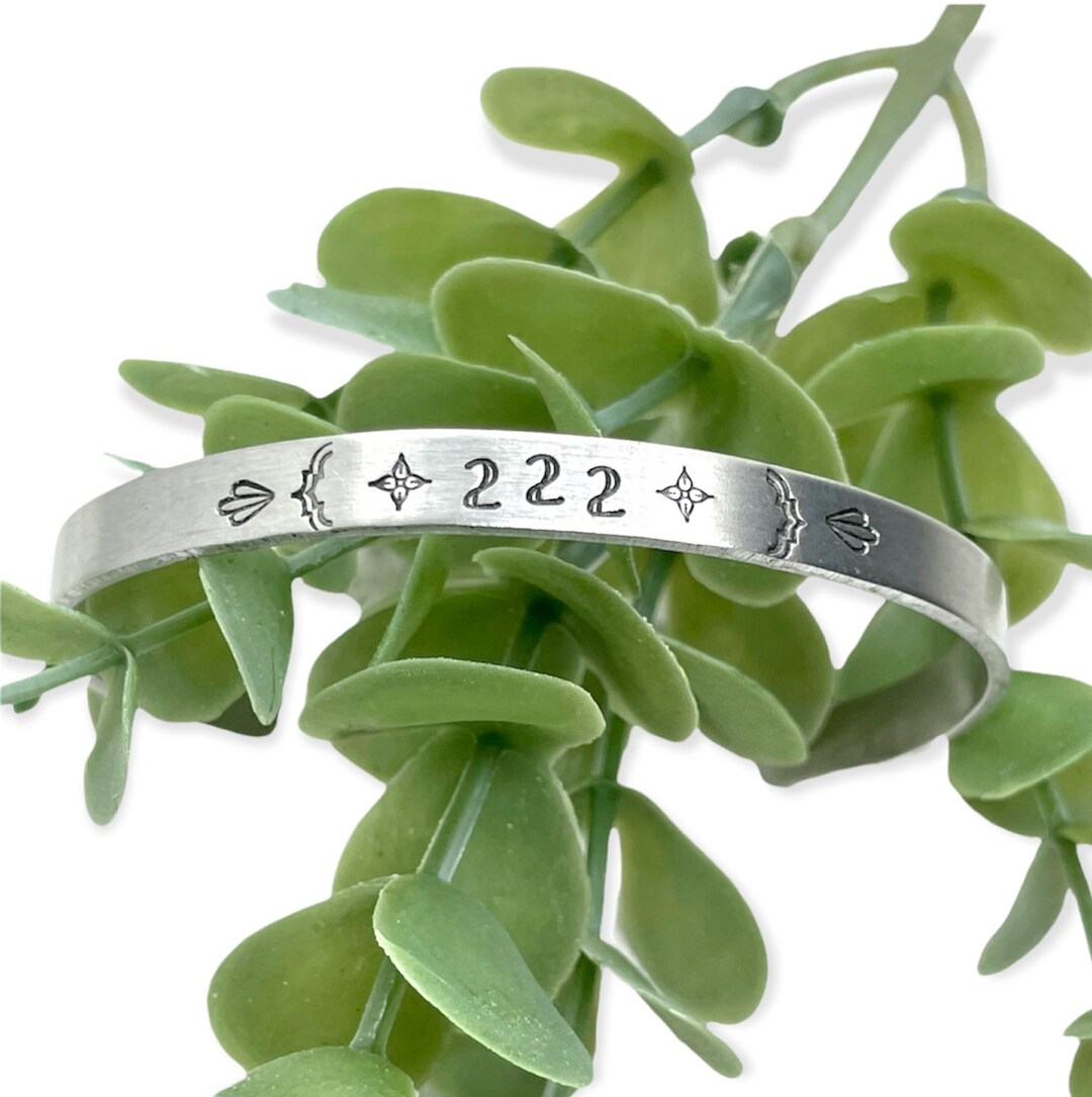 222 Bracelet | Angel Numbers Jewelry | Slim Cuff | Handmade Hand ...