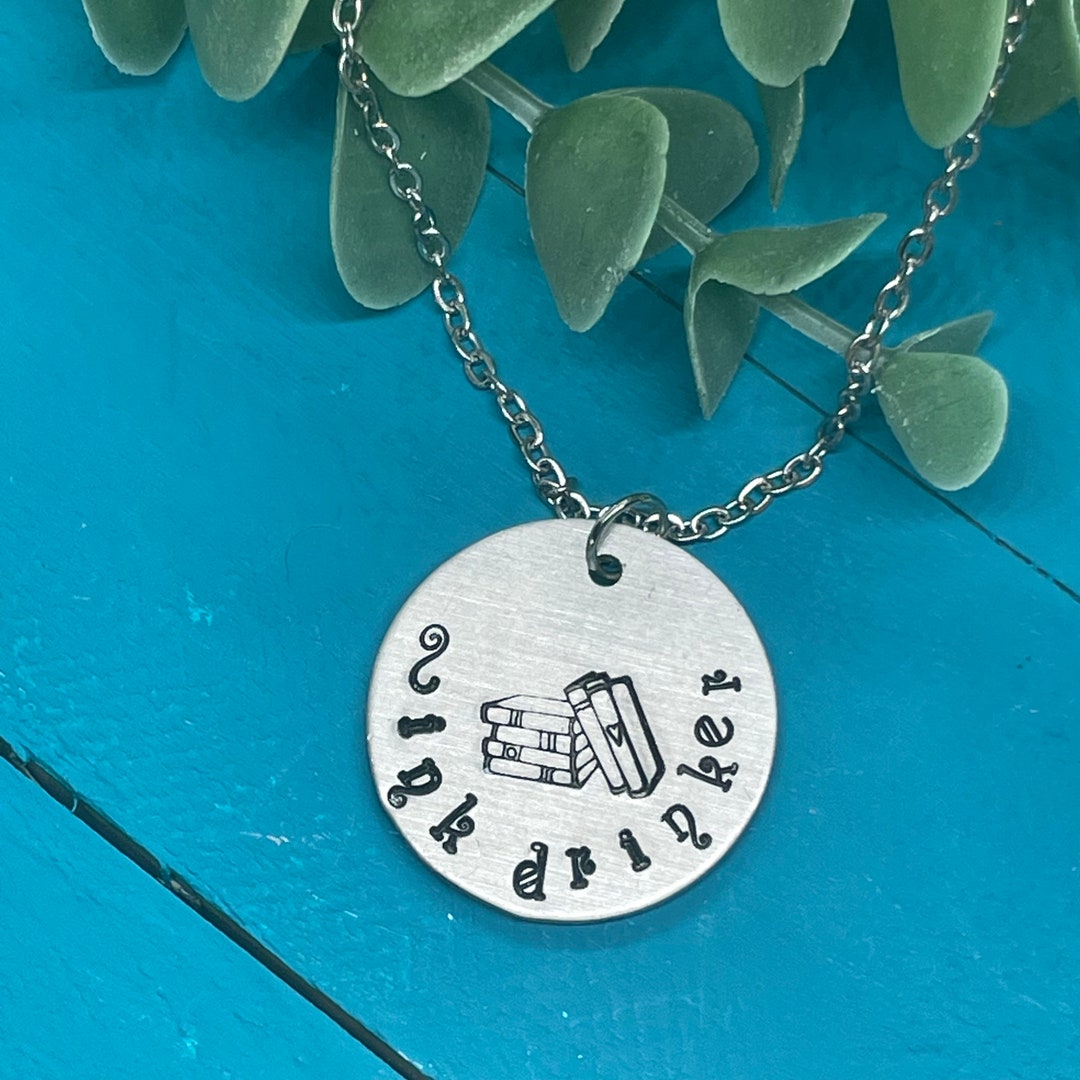 Ink Drinker Necklace With Book Design | Gifts for Readers | Bookish ...