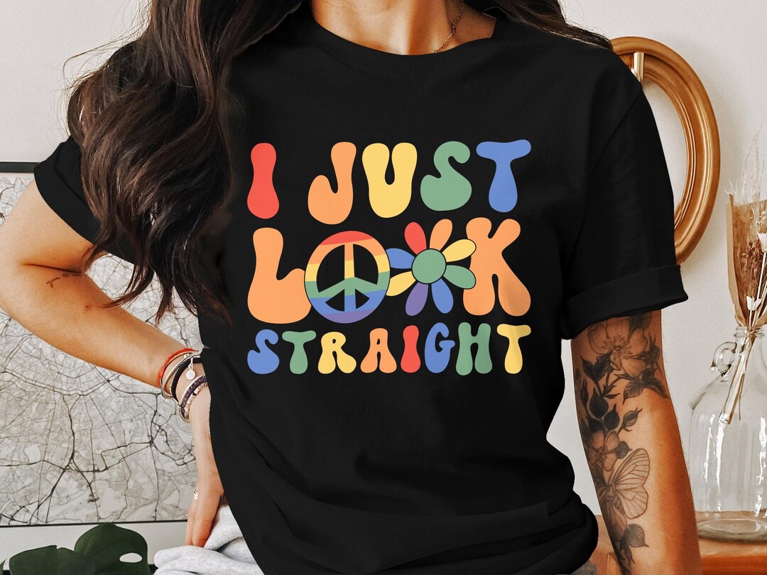 I Just Look Straight Retro Y2k Shirt LGBT Pride Flag Outfit Clothes ...