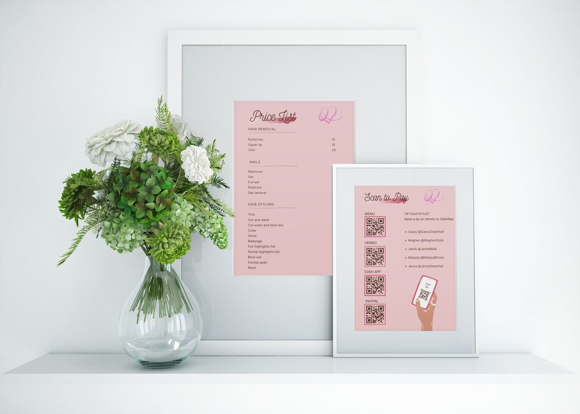 Pink Editable Menu Template Price List for Small Business and | Etsy