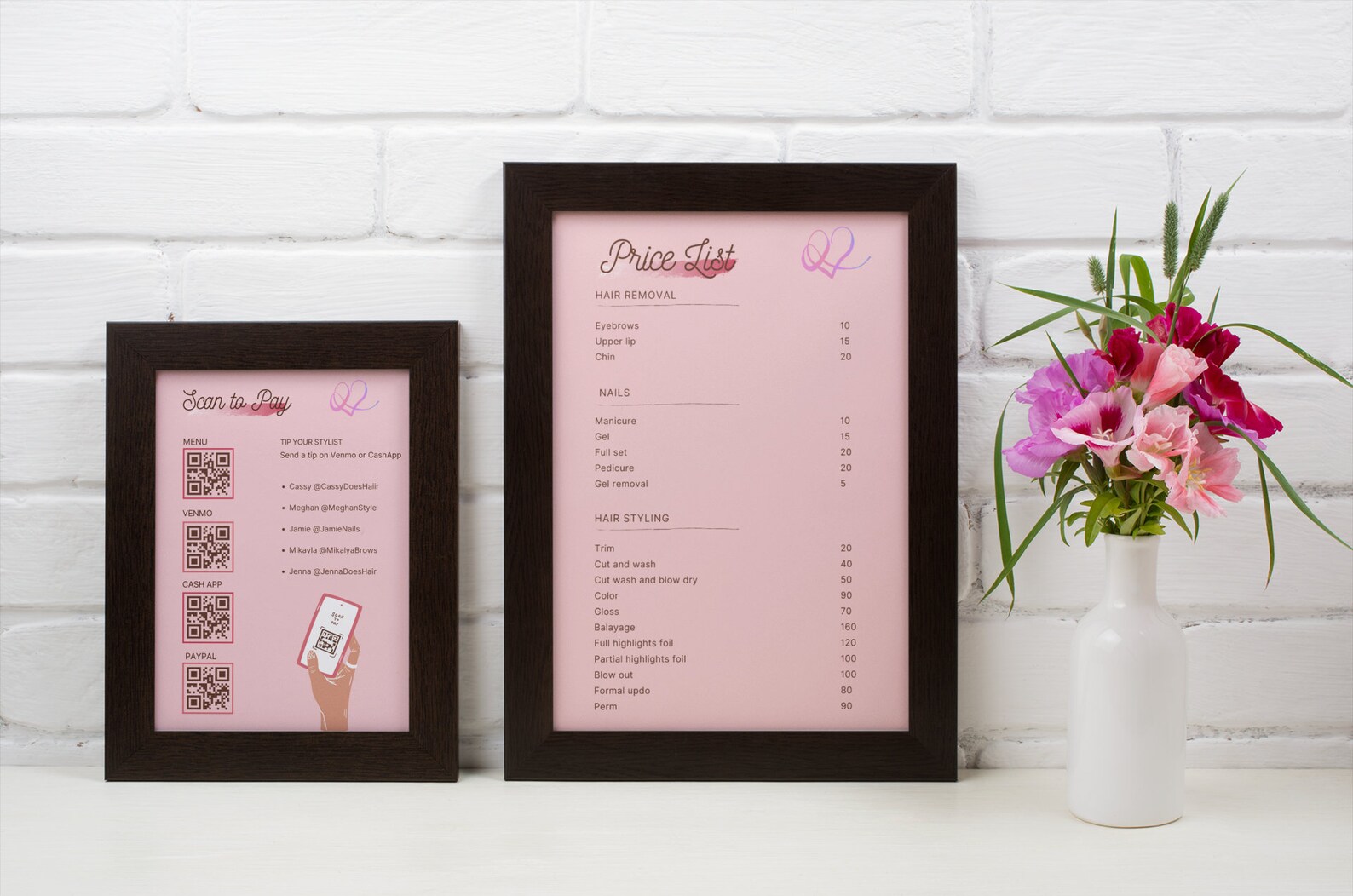Pink Editable Menu Template Price List for Small Business and | Etsy