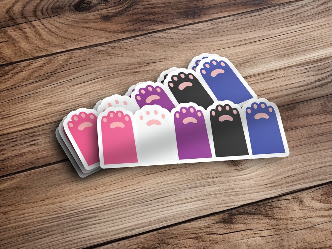 Genderfluid Cat Pride Sticker Cat Paw LGBT Gender Fluid Pride Flag ...