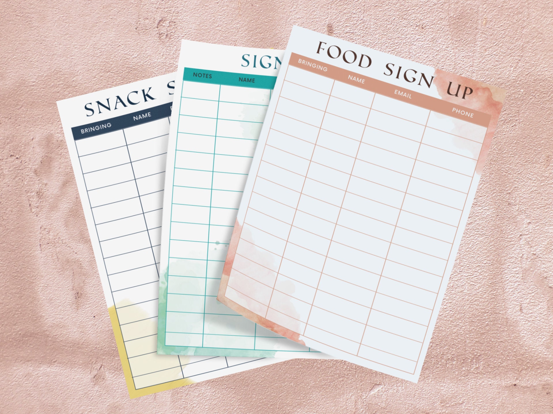 Sign up Sheet Template, Sign in Sheet, Signup Instant Download, Email ...