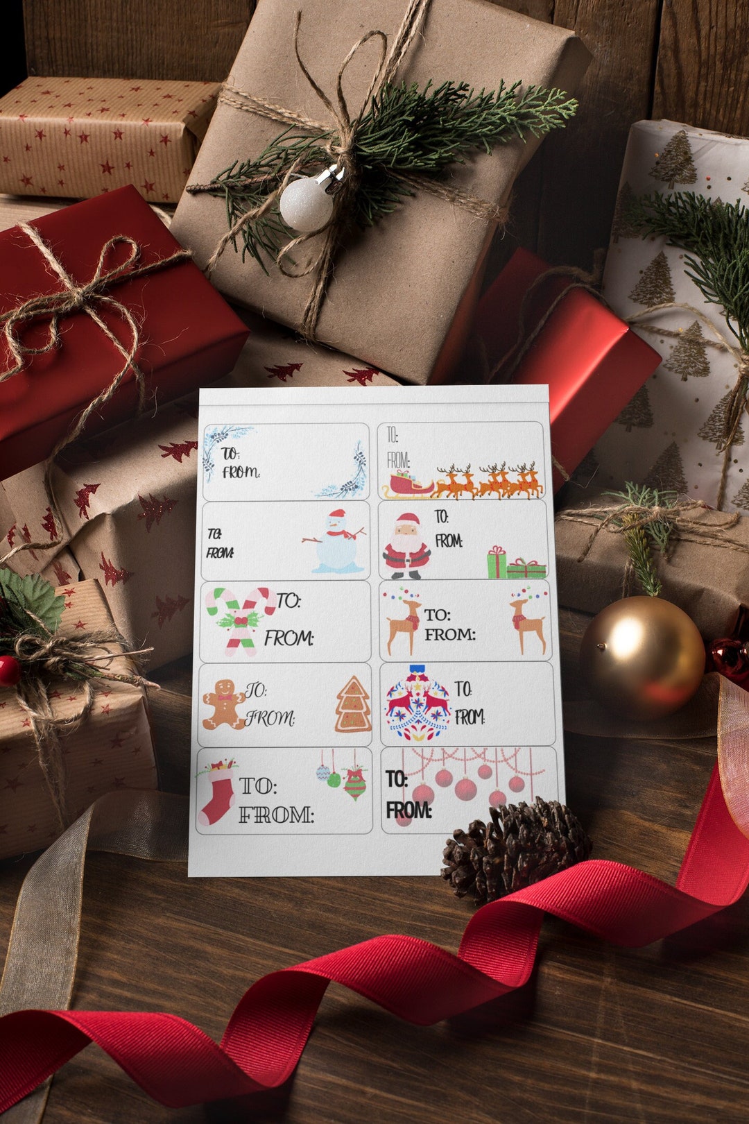 Editable Christmas Gift Tags, Printable Holiday Labels (instant ...