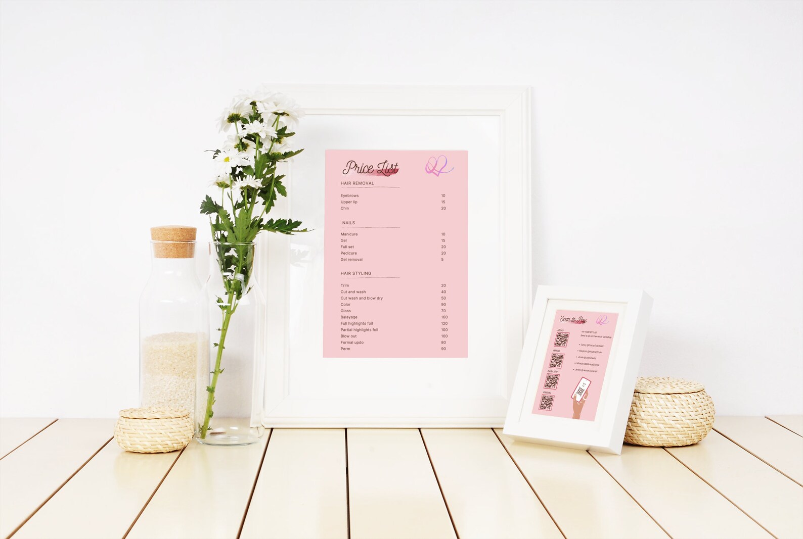 Pink Editable Menu Template Price List for Small Business and | Etsy