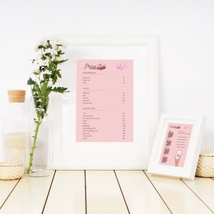 Pink Editable Menu Template Price List for Small Business and | Etsy