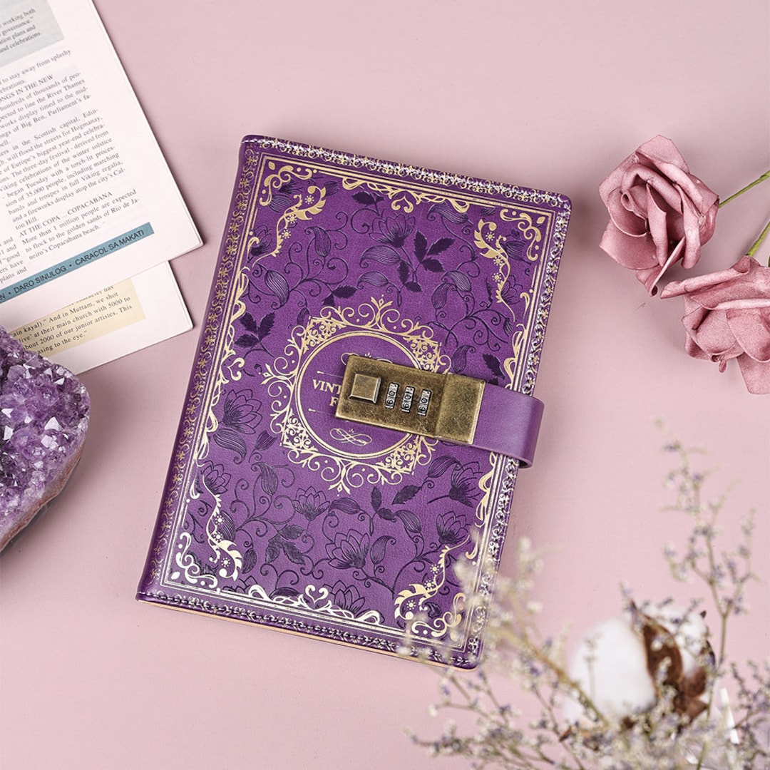Lock Diary,writing Journal With Lock for Women Leather Notebook ,golden ...