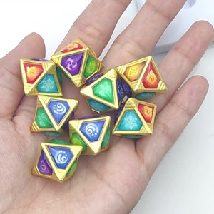 Genius Invokation TCG Dice Set, Handmade 8 Pcs Rhombic Solid Polyhedral ...