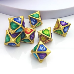 Genius Invokation TCG Dice Set, Handmade 8 Pcs Rhombic Solid Polyhedral ...