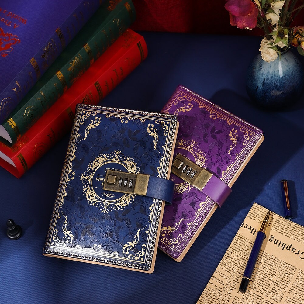 Lock Diary,writing Journal With Lock for Women Leather Notebook ,golden ...