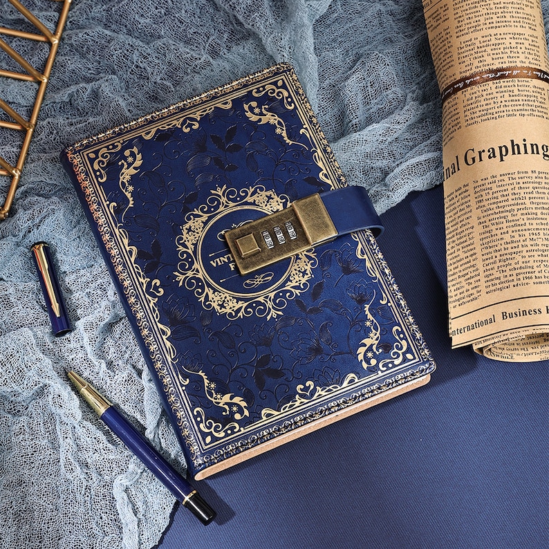 Lock Diary,writing Journal With Lock for Women Leather Notebook ,golden ...