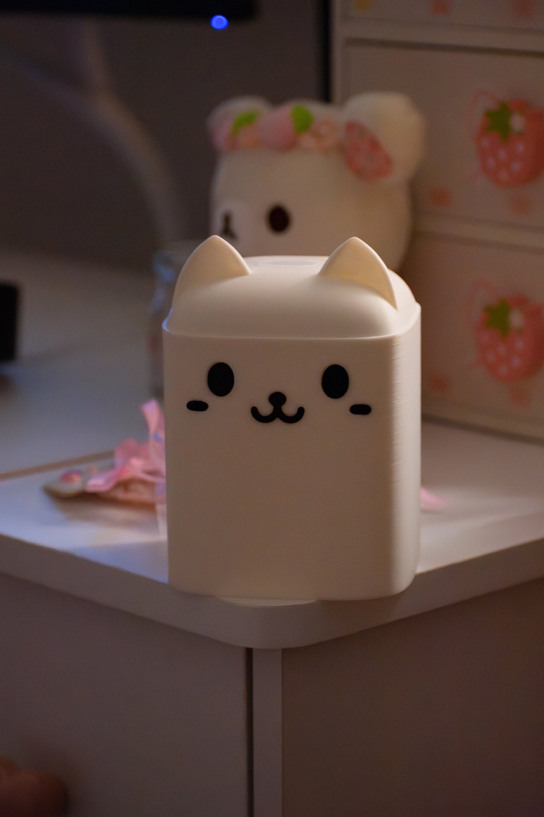 Cute Cat Storage Bin Kawaii Desk Organizer Multifunctional Stationery ...