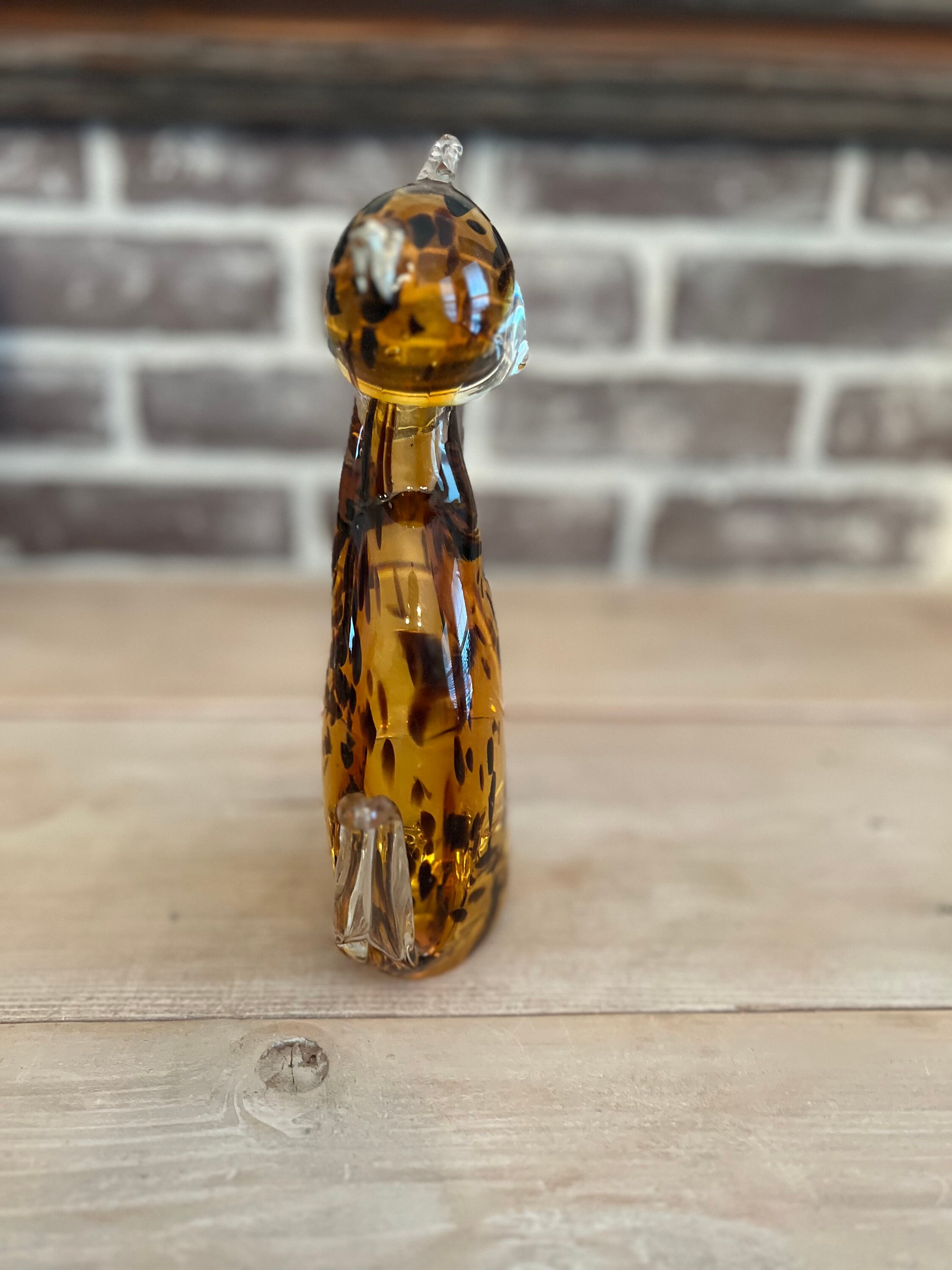 RARE Vintage Fifth Ave Amber Art Glass Sitting CAT Figurine ...