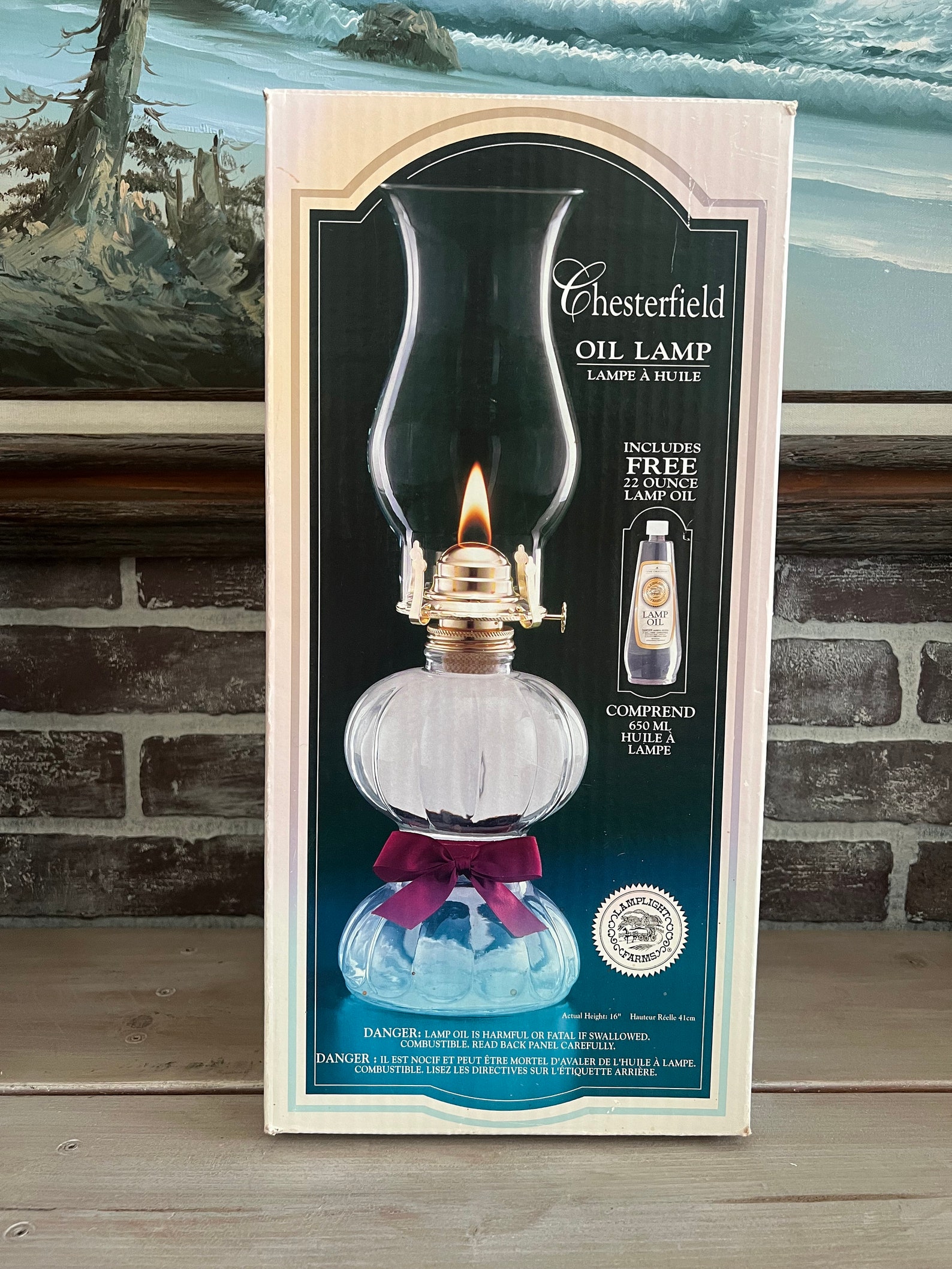 Vintage Chesterfield Oil Lamp by Lamplight Farms, 16 Height, NIB, Circa ...
