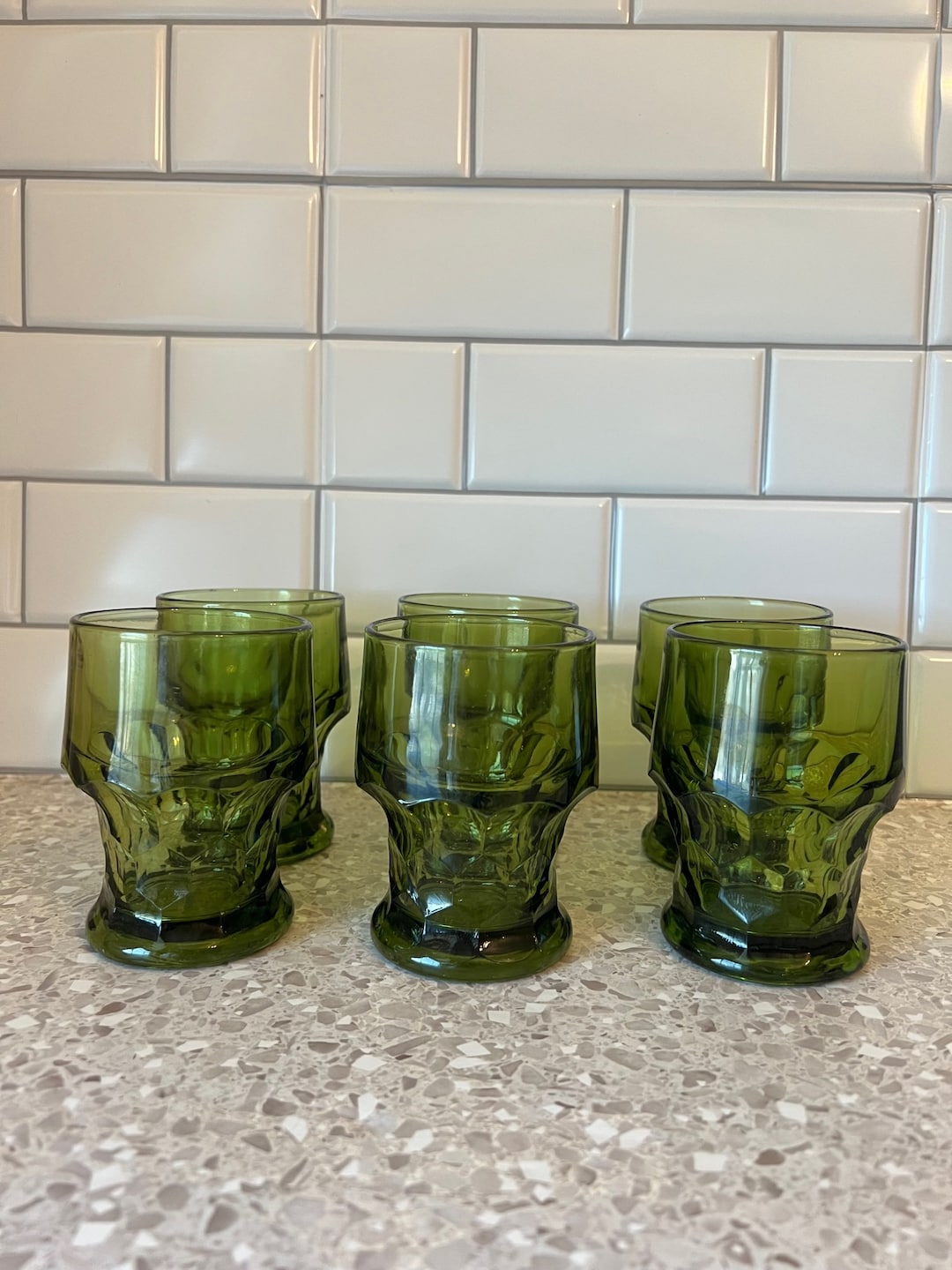 Viking Glass Co. Georgian Pattern Bottle Green, Old Fashion Glass, Set ...