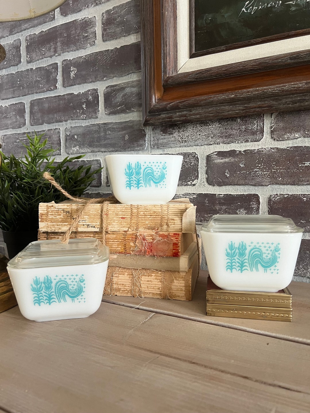 1950's, Pyrex, Butterprint or Amish Print, Teal, 501, 1 1/2 Cup ...