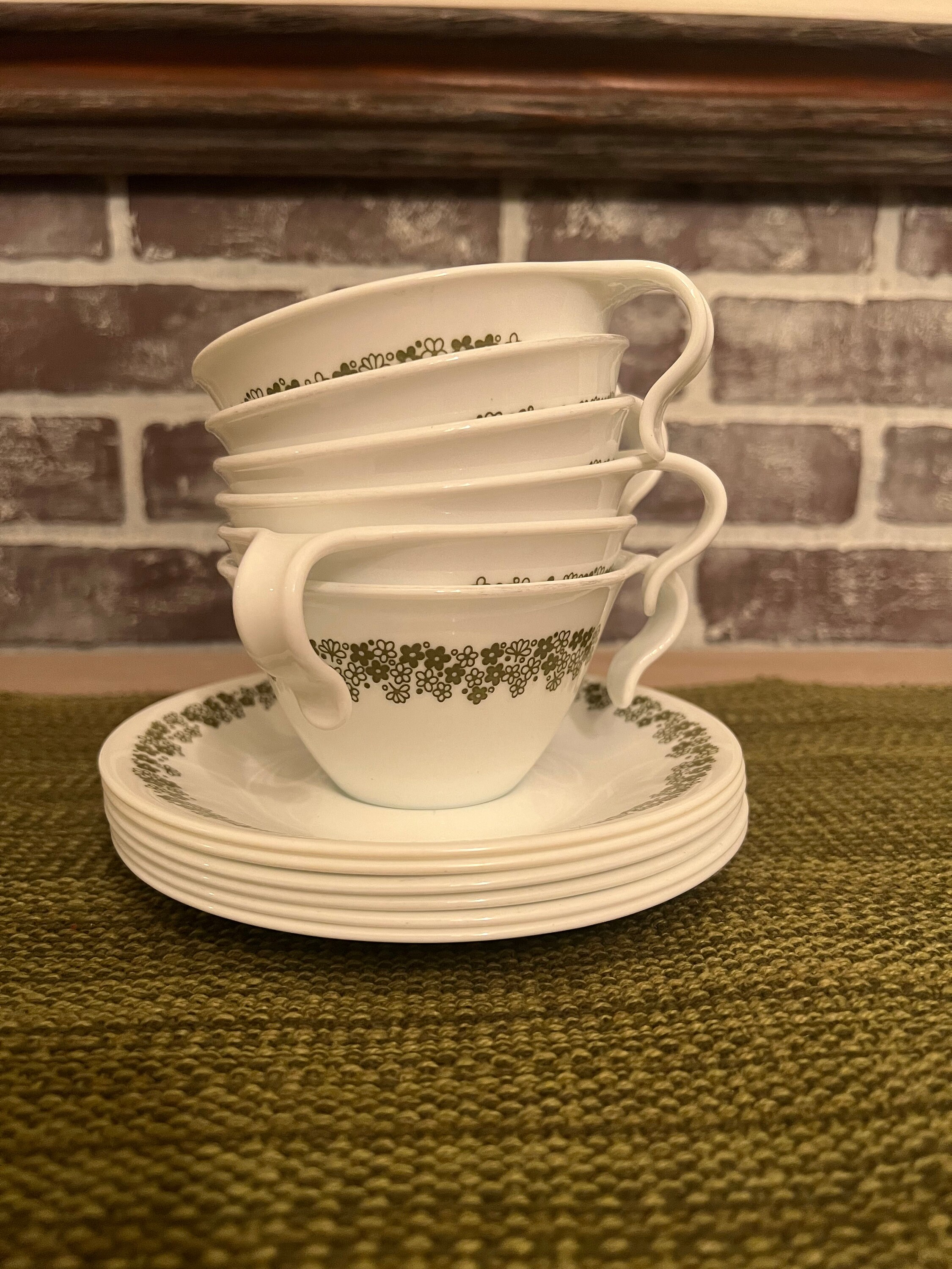 Vintage, Crazy Daisy, Spring Blossom, Green, Corelle Dish, Set of 6 - Etsy