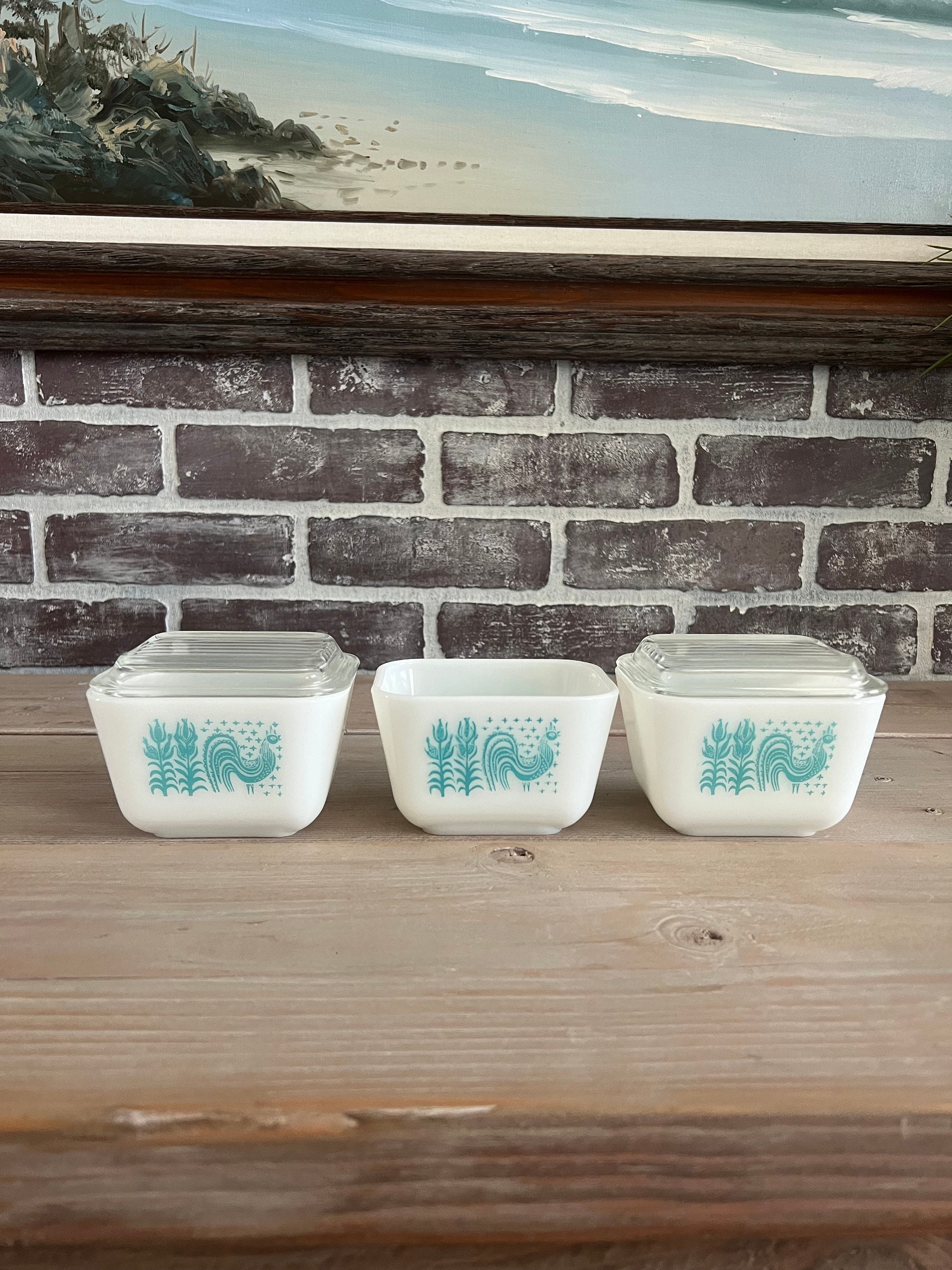 1950's, Pyrex, Butterprint or Amish Print, Teal, 501, 1 1/2 Cup ...