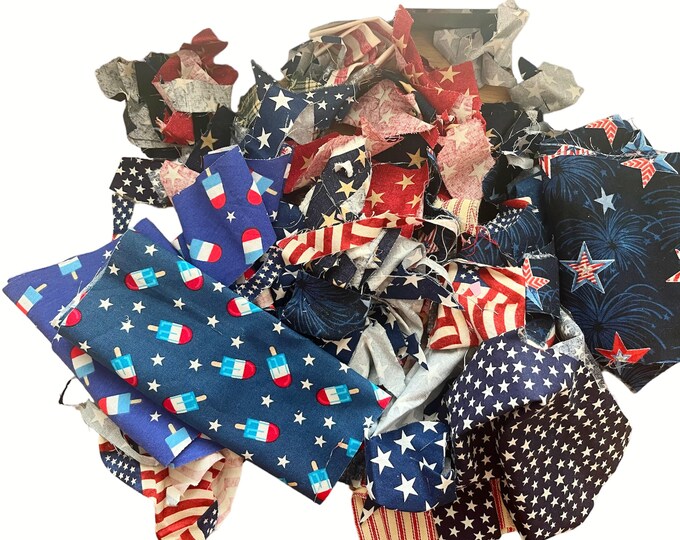 Patriotic Fabric Scraps Red White Blue Fabric Scraps and Pieces Junk ...