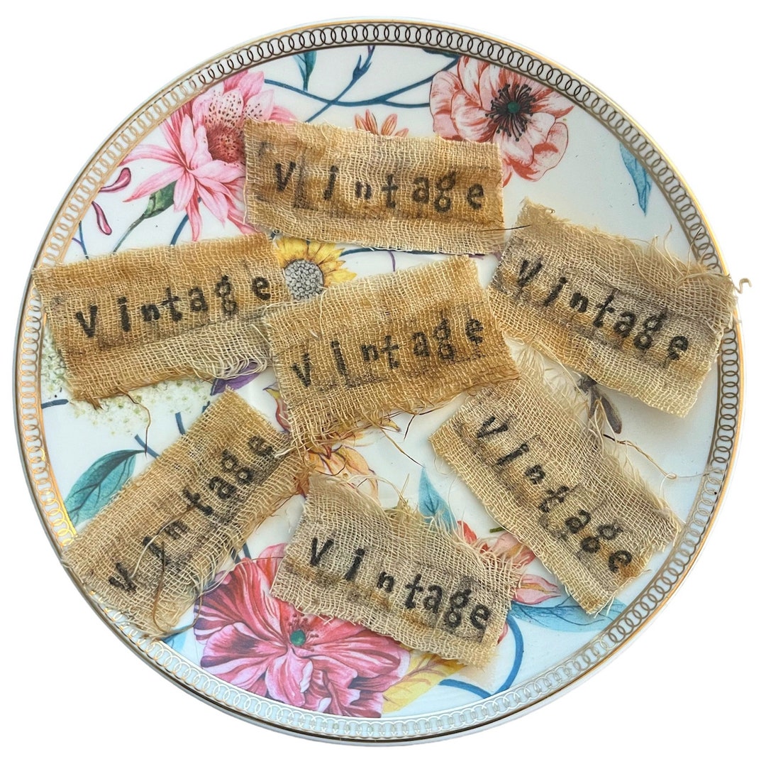 Hand Stamped Rustic Gauze V I N T a G E Hand Torn Gauze Tags Frayed ...