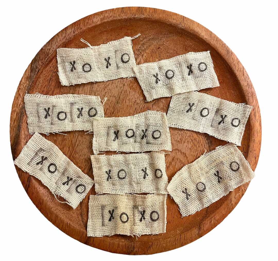 Hand Stamped Rustic Gauze X O X O Hand Torn Gauze Tags Frayed Edges ...