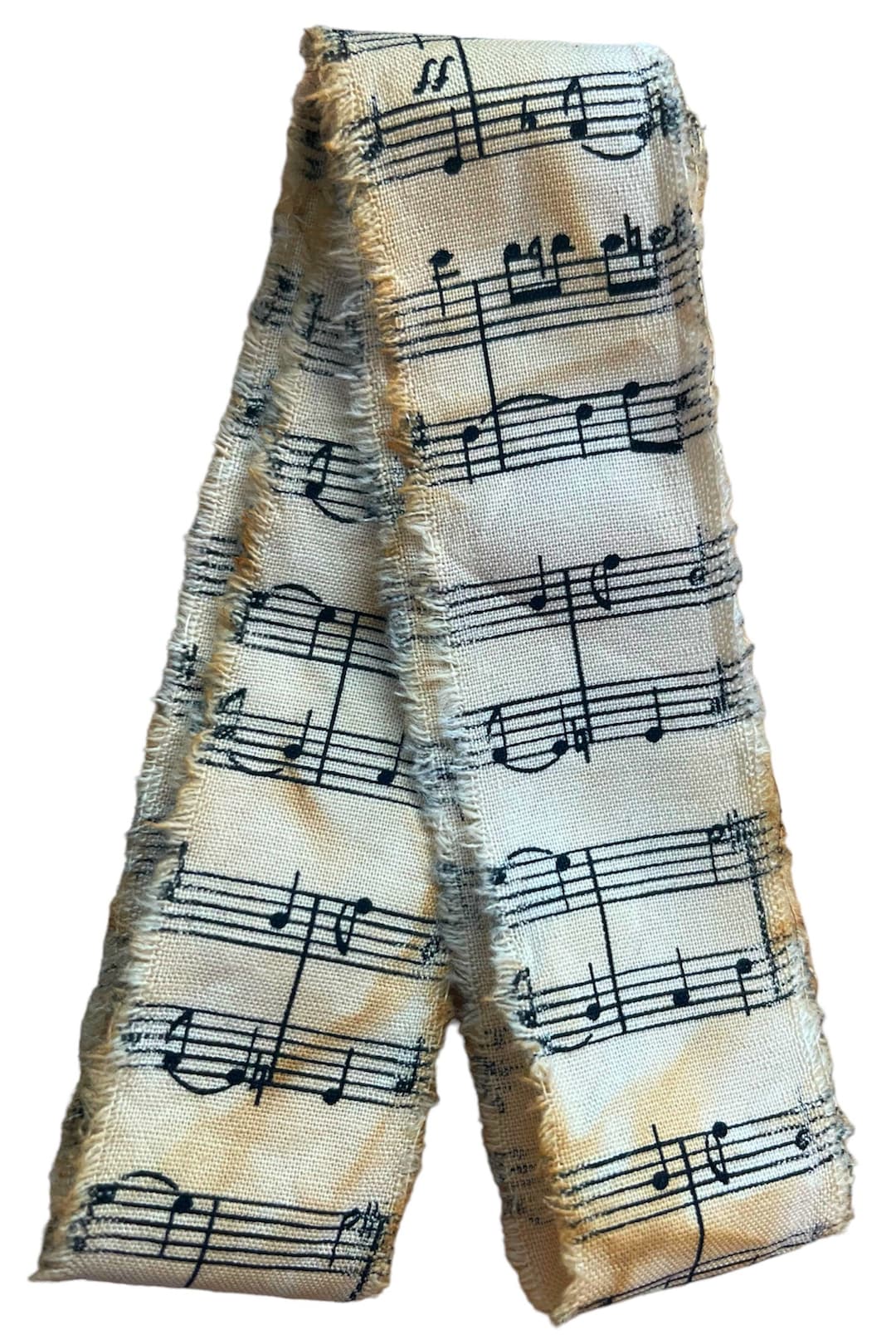 Musical Notes Ribbon Hand Torn Fabric Strip Fabric Ribbon Coffee ...