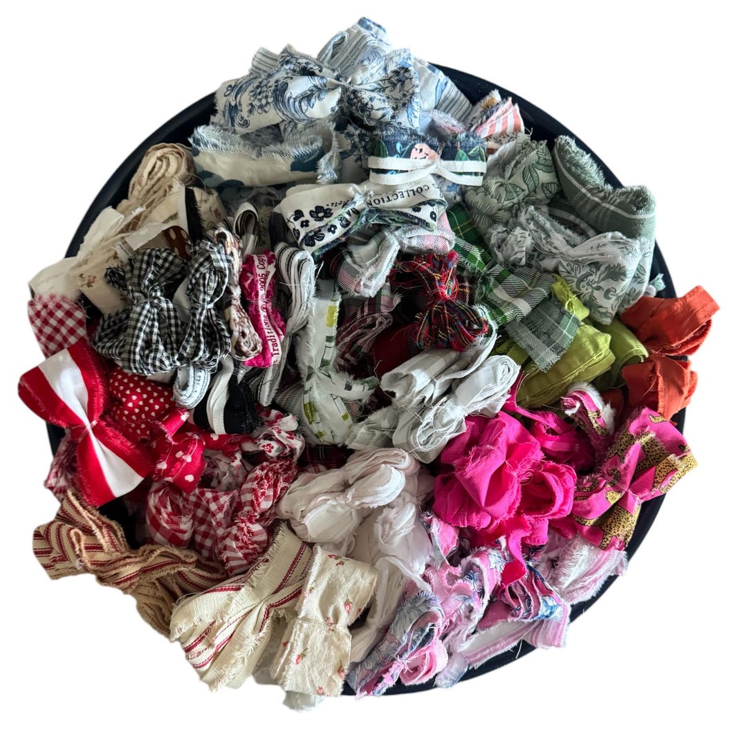 Fabric Salvage Ends Blue Fabric Ribbon Hand Torn Fabric Ribbon Frayed ...