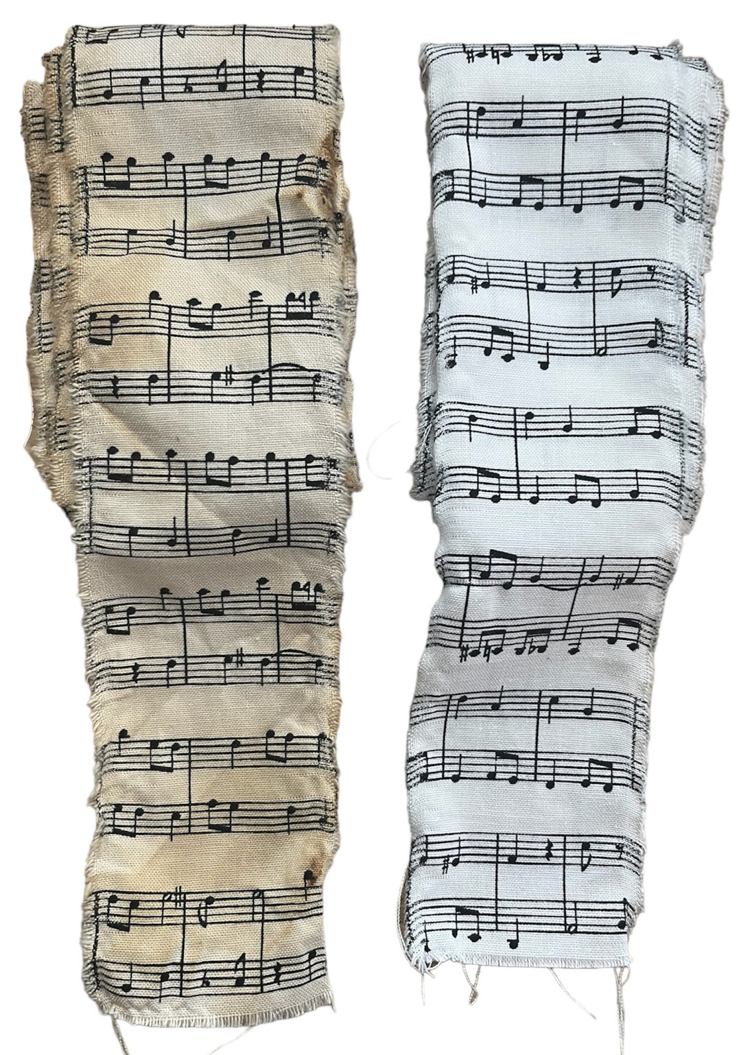 Musical Notes Ribbon Hand Torn Fabric Strip Fabric Ribbon Frayed Edges ...
