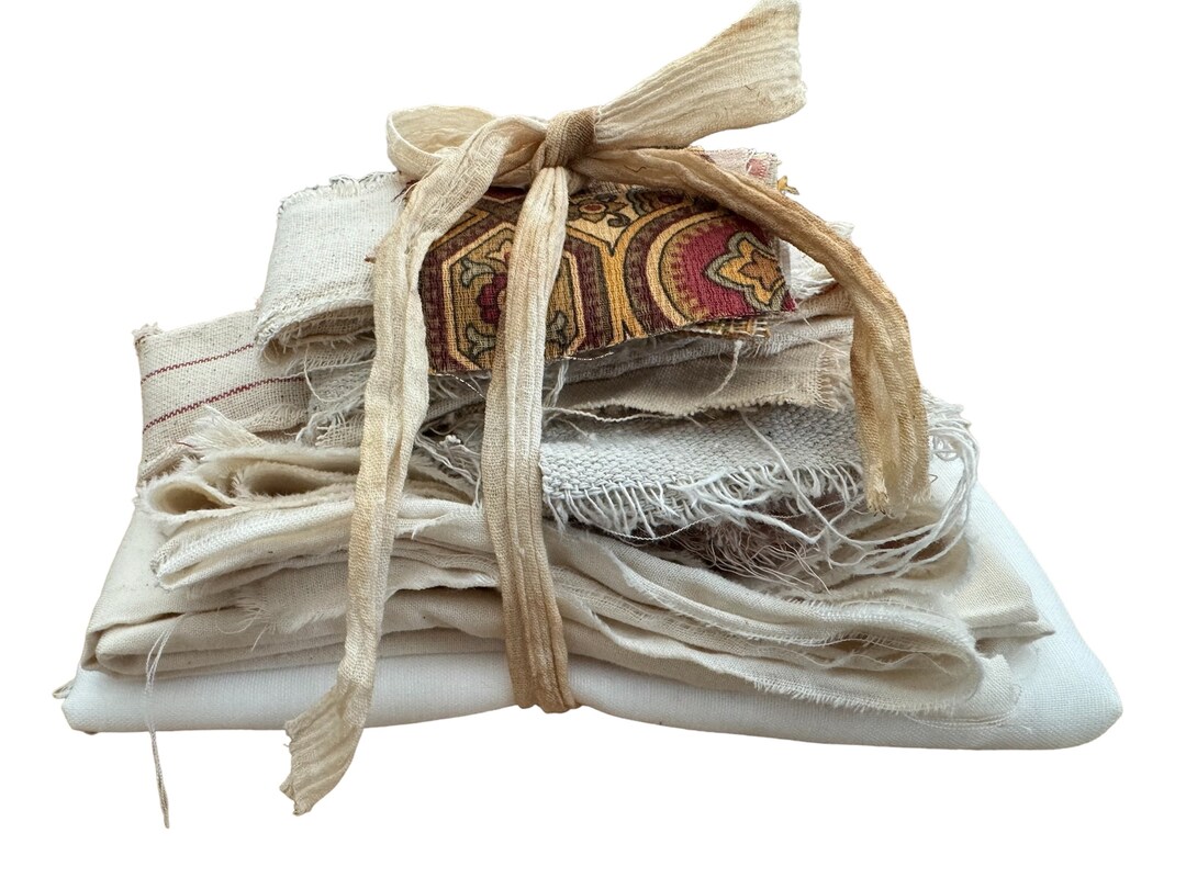Neutral Fabric Scraps Fabric Pieces Canvas Gauze Osnaburg Muslin ...