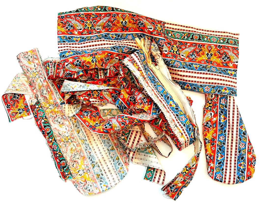 Deconstructed Vintage Dress Fabric Ruffles Pockets Zipper Snippets ...