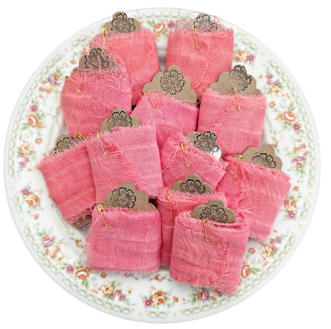 Gauze Ribbon 1 Yard Geranium Pink Hand Torn Gauze Fabric Ribbon Frayed ...