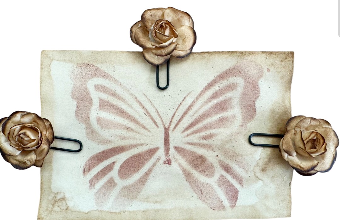 Paper Clip Bookmarks Coffee Stained Roses Bookmarks Journal Paper Junk ...