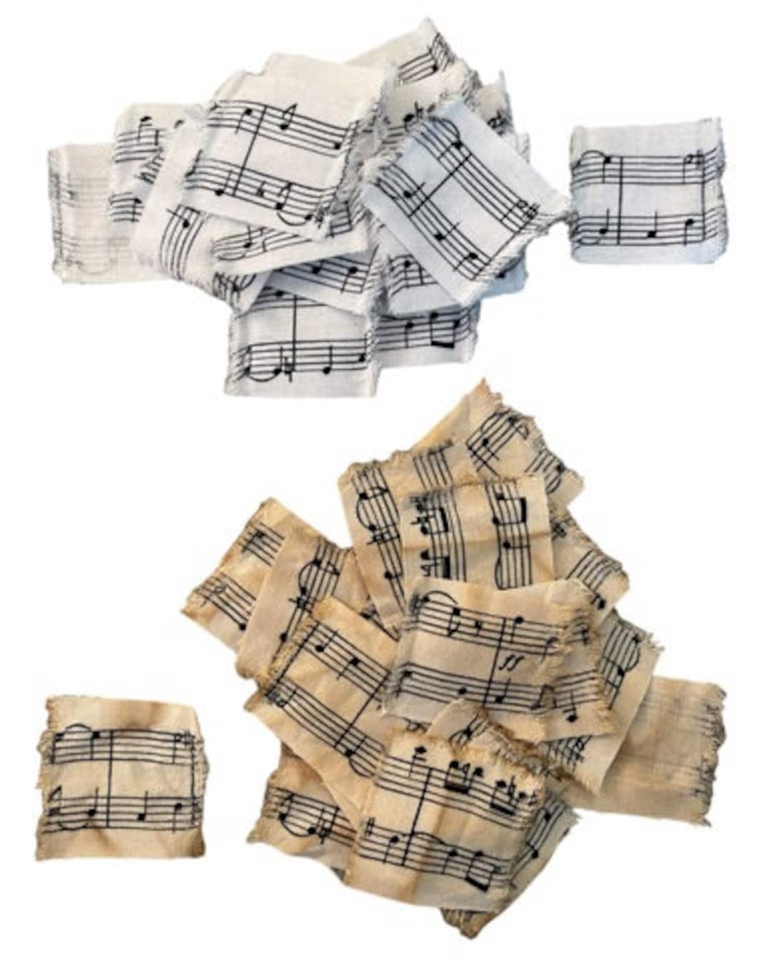 Musical Notes Squares Hand Torn Fabric Squares Plain or Coffee Stained ...