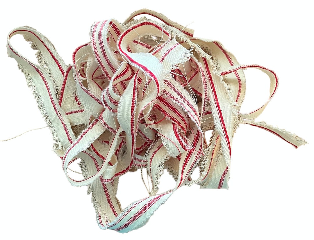 Fabric Salvage Strips Red Ticking Hand Torn Fabric Ribbon - Etsy